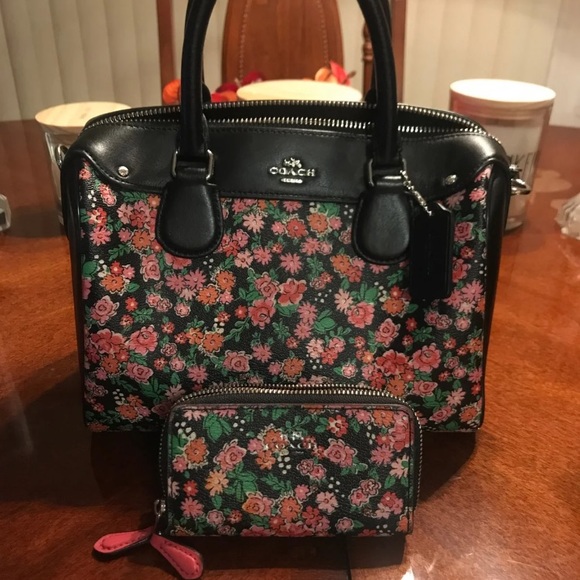 Coach | Bags | Coach Floral Shoulder Bag And Wallet Set | Poshmark